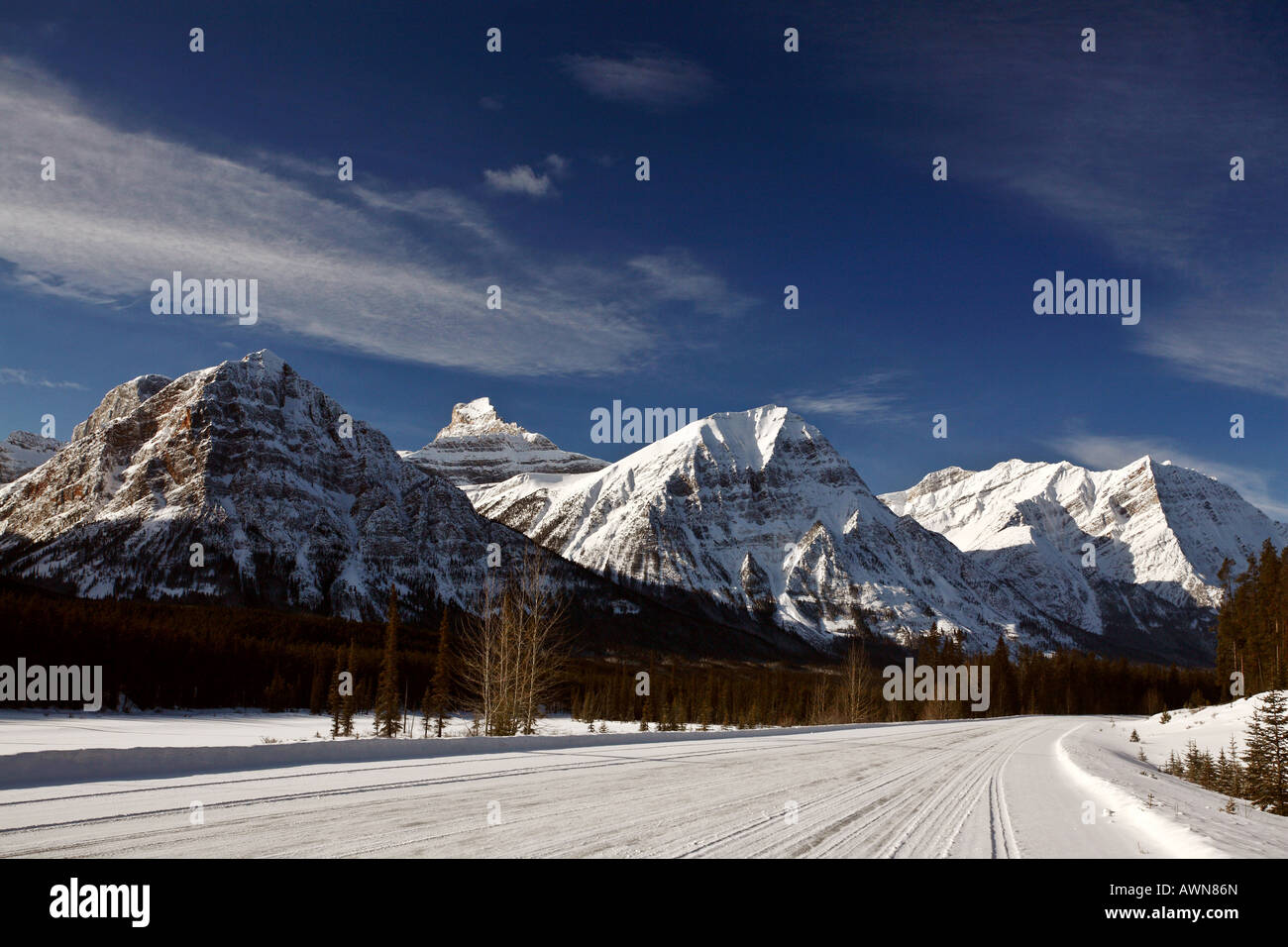 Rocky Mountains in winter Stock Photo - Alamy