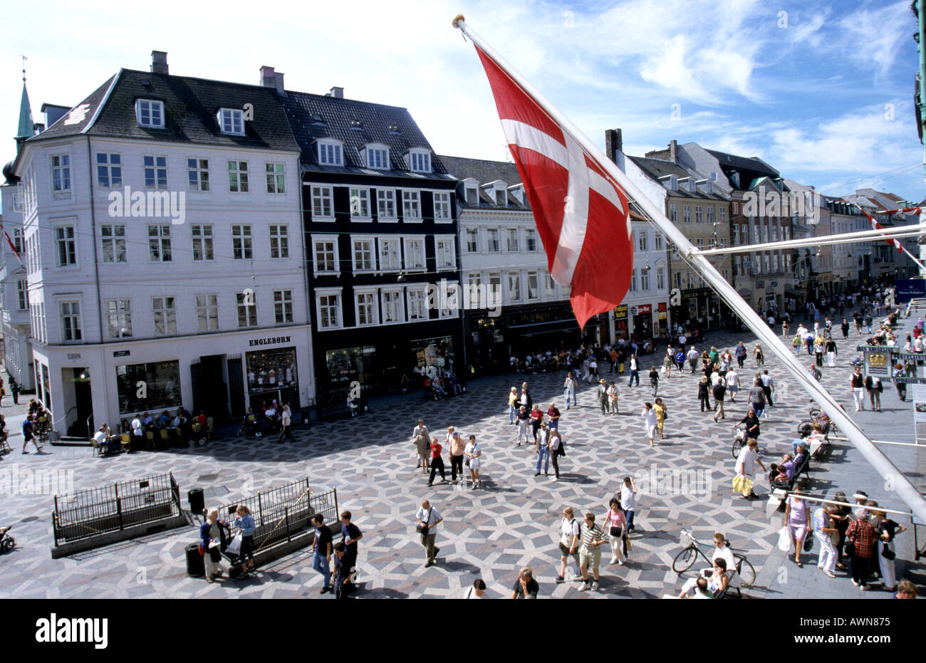 View of the Stroget ,pedestrian walk way in Copenhagen ,Denmark from ...