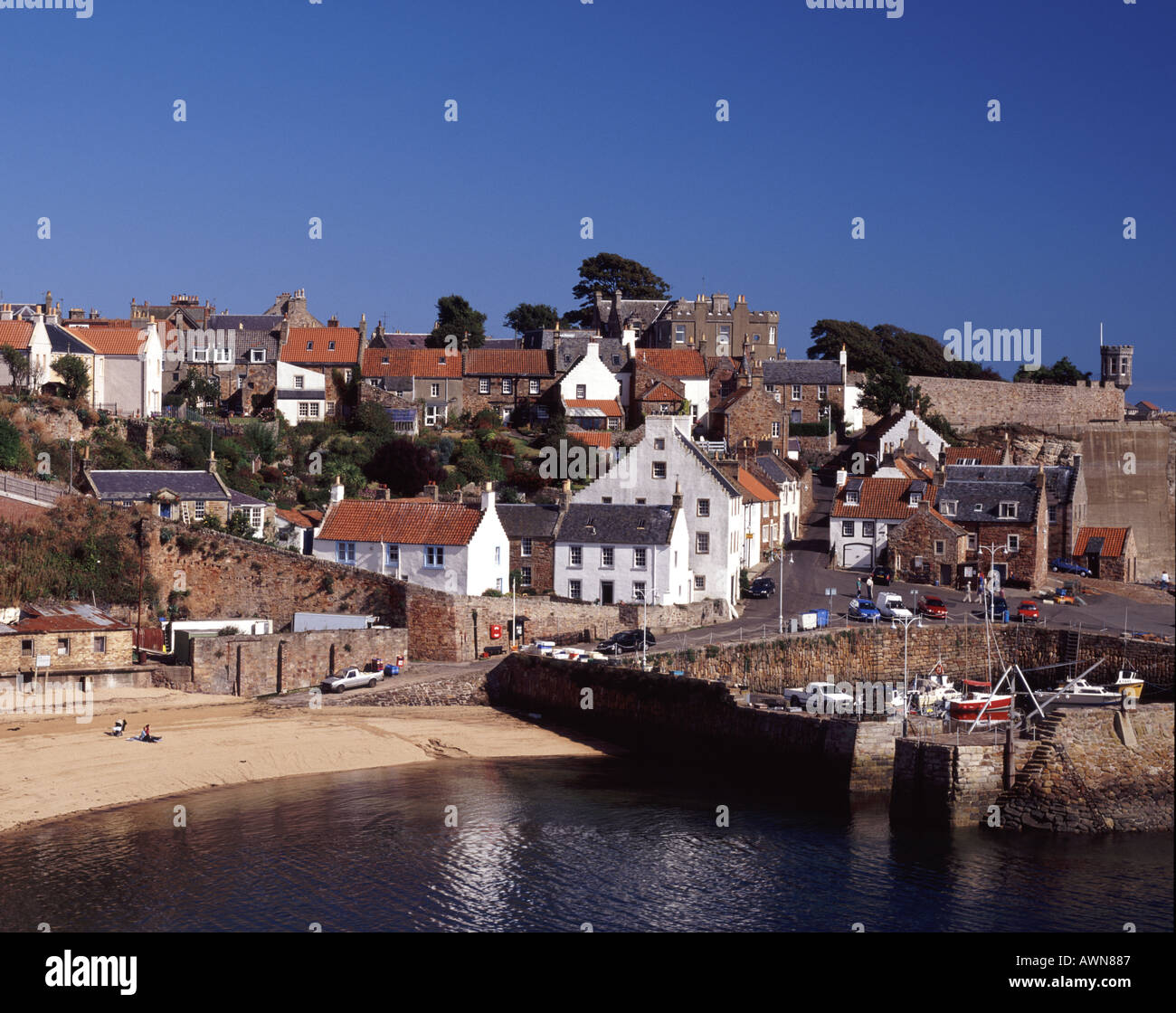 UK Scotland Fife harbour and town of Crail Stock Photo - Alamy