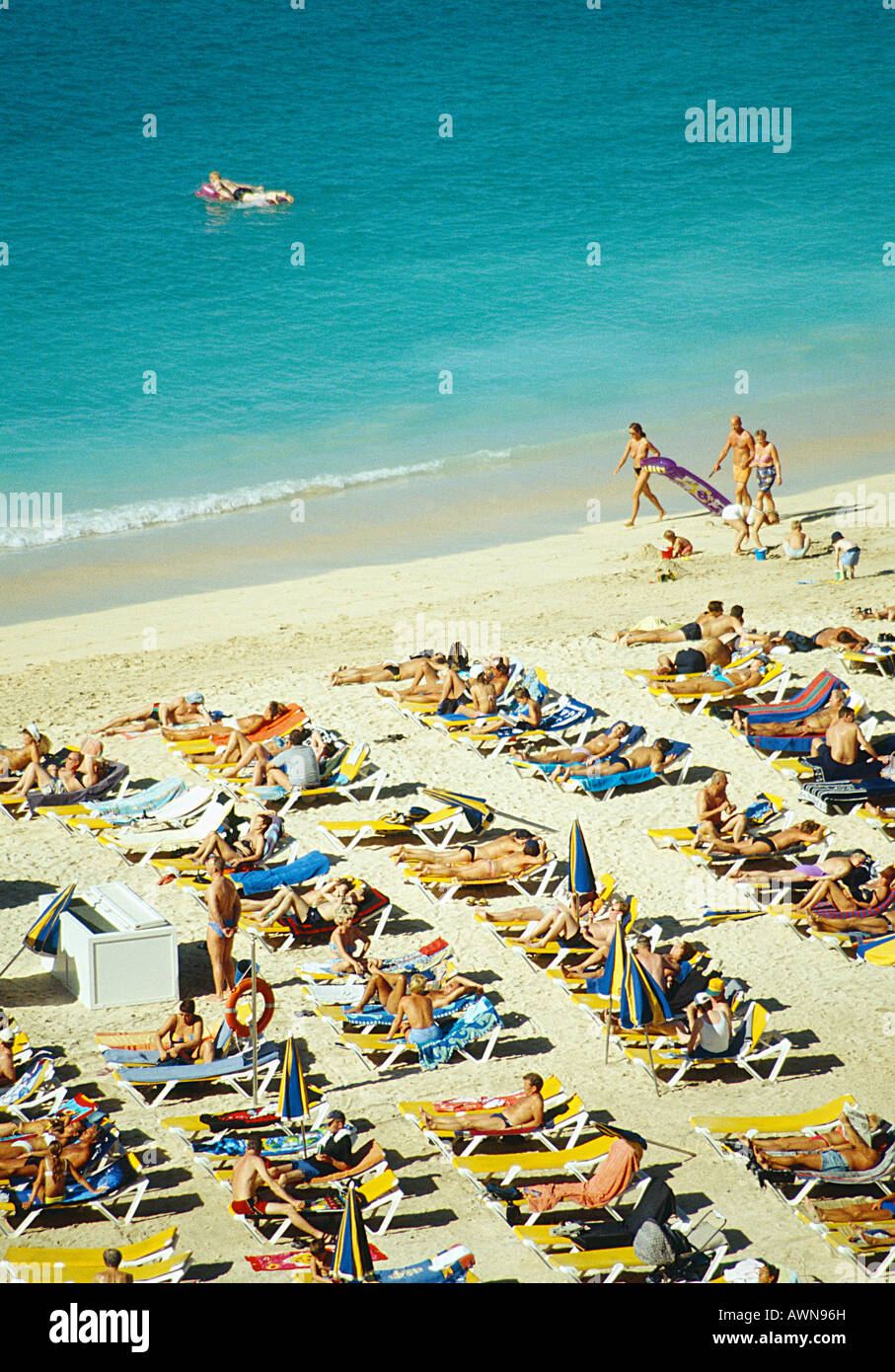 People sunbathing in Amadores beach. Gran Canaria island. Canary ...