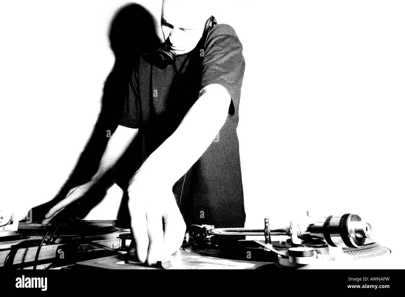 DJ mixing in studio Stock Photo - Alamy