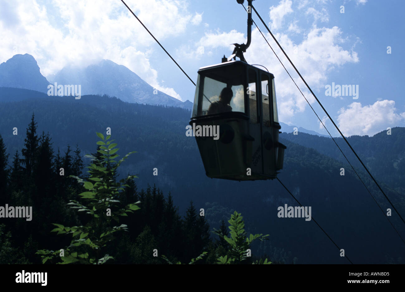 Cable car in Bavarian Alps Germany Stock Photo - Alamy