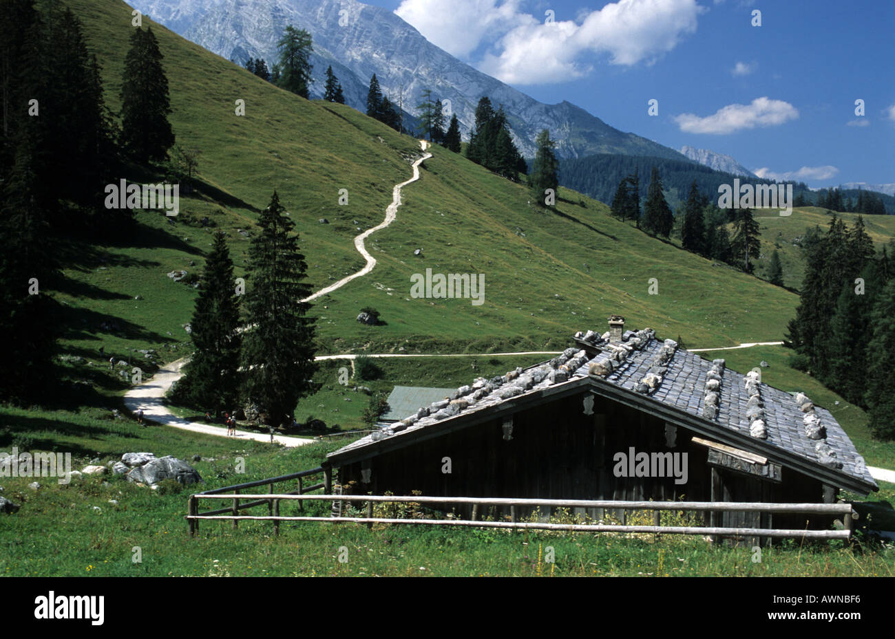 Hut path in Bavarian Alps Germany Stock Photo - Alamy