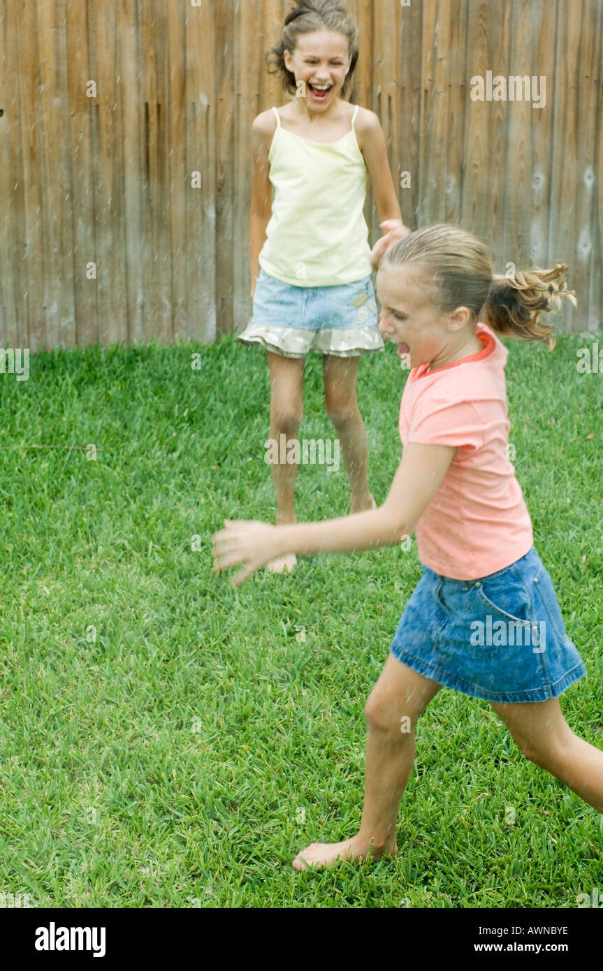 Girl running through mist, screaming Stock Photo - Alamy