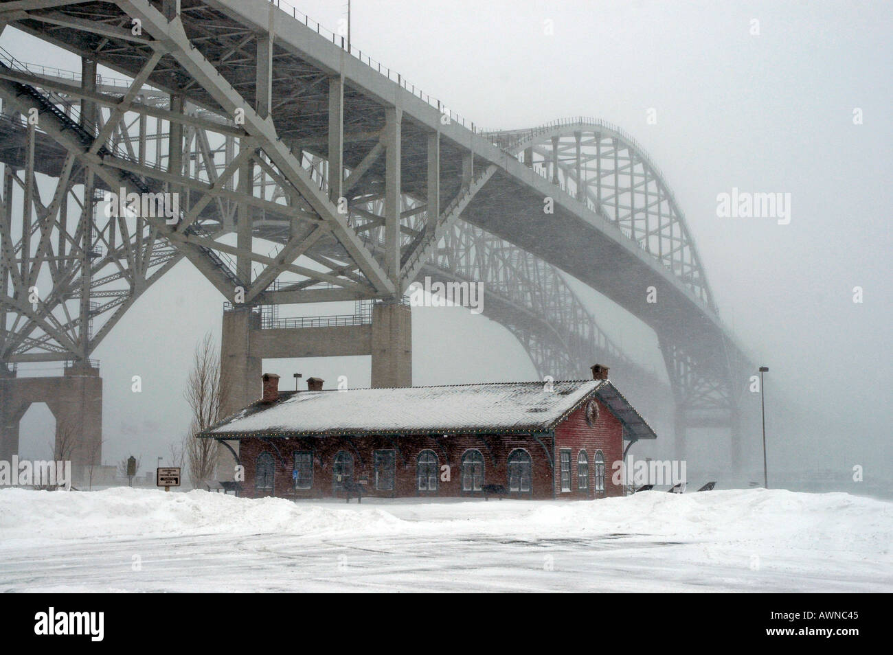 View of the Blue Water International Bridge at Port Huron Michigan ...