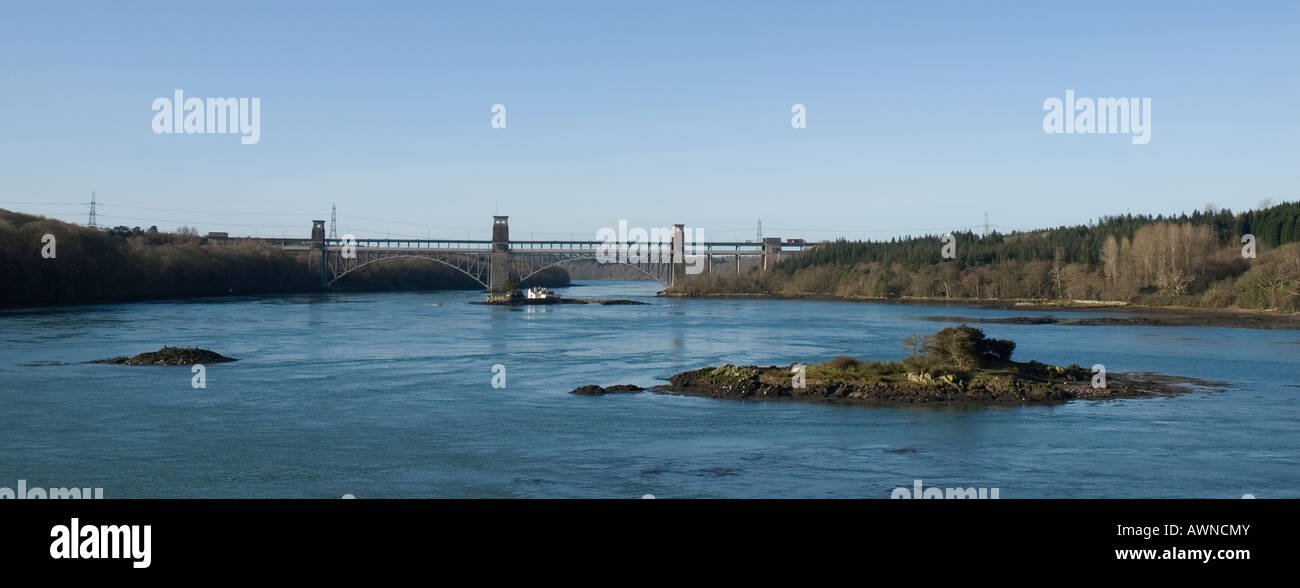 Britannia Bridge Menai Strait Anglesey North Wales Stock Photo - Alamy