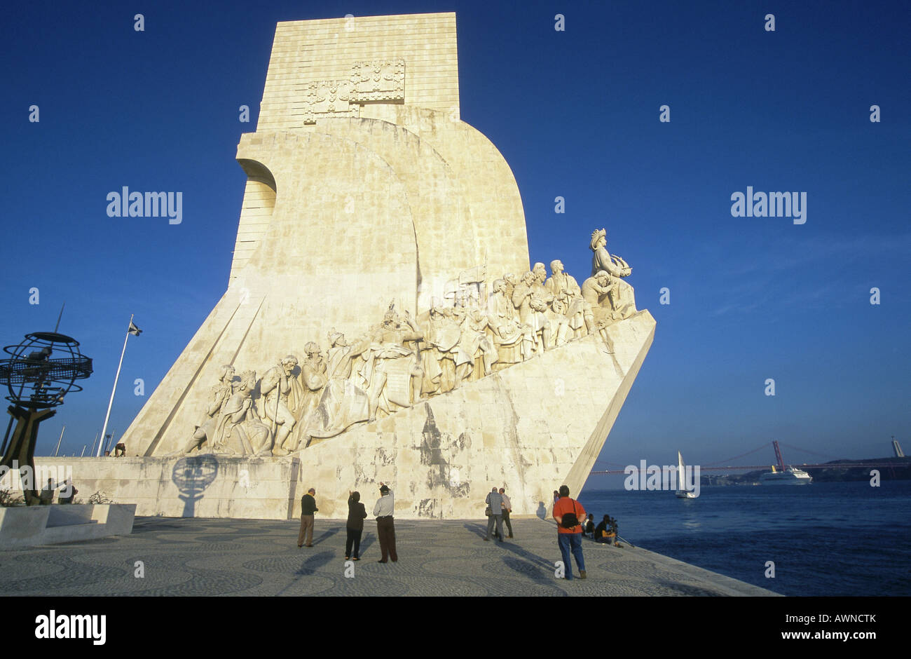 Monument to the Discoveries. Belem . Line of figures/ explorers. Shape ...