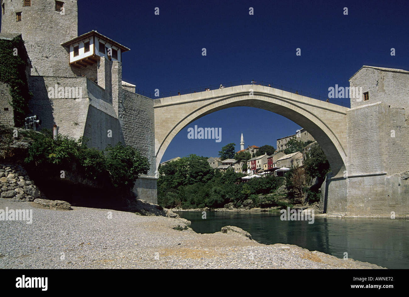 The famous Mostar bridge old part of Mostar Mostar Bosnia Herzegovina ...