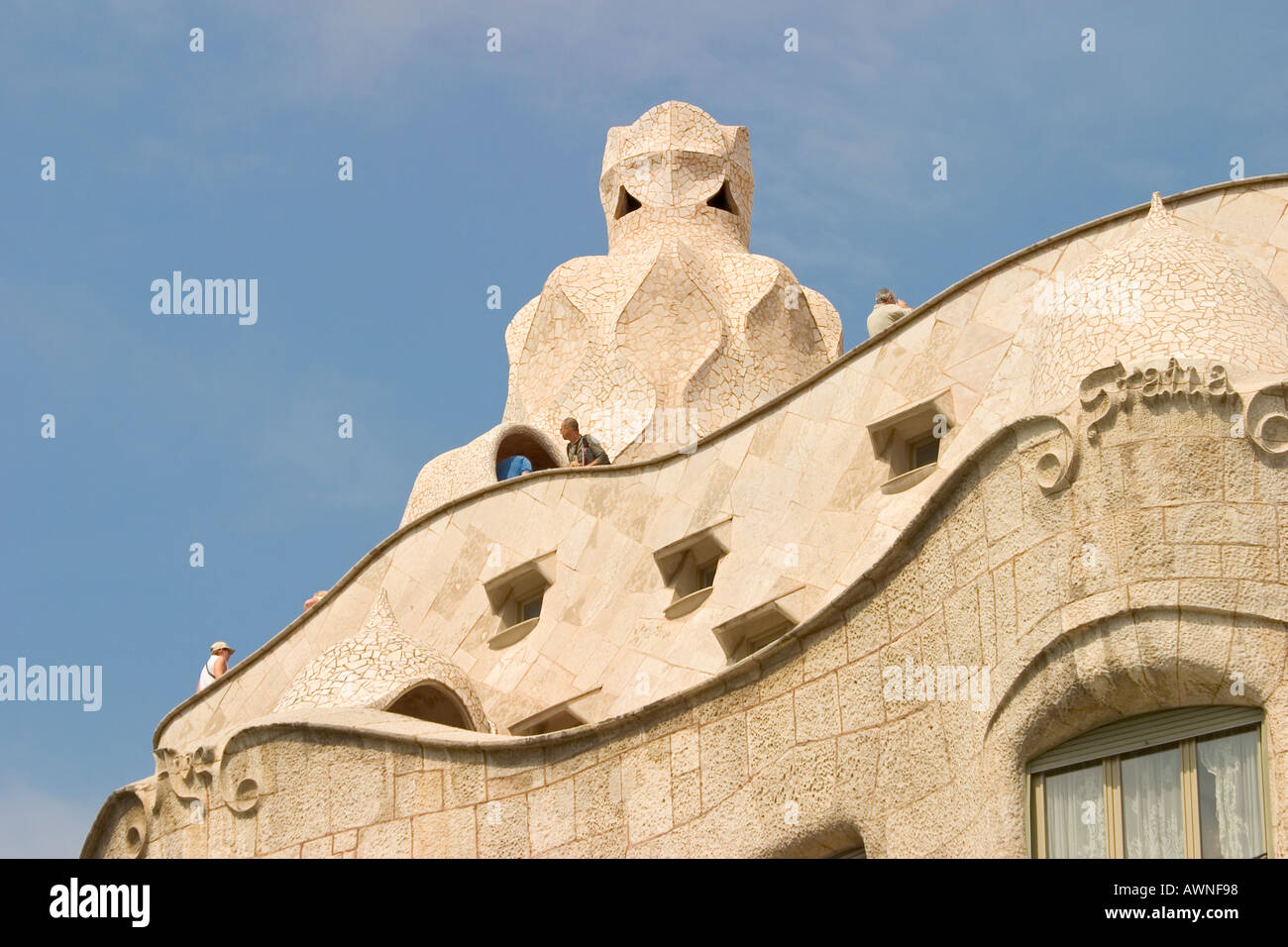 Barcelona, Spain. Chimneys on roof of Casa Mila aka La Pedrera by ...