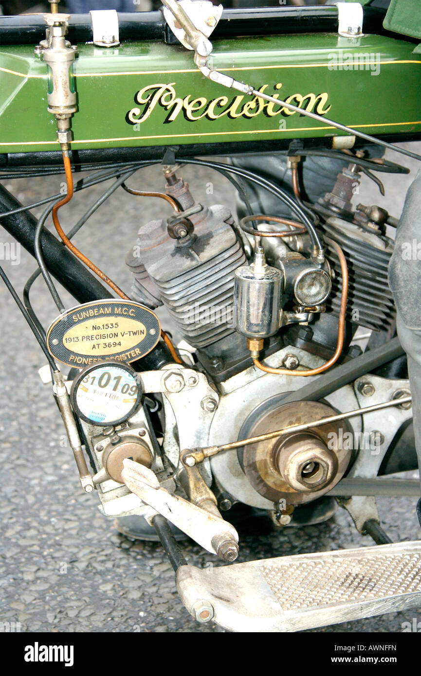 A 1913 Precision V Twin Motorcycle on the 70th Pioneer Run as it waits ...