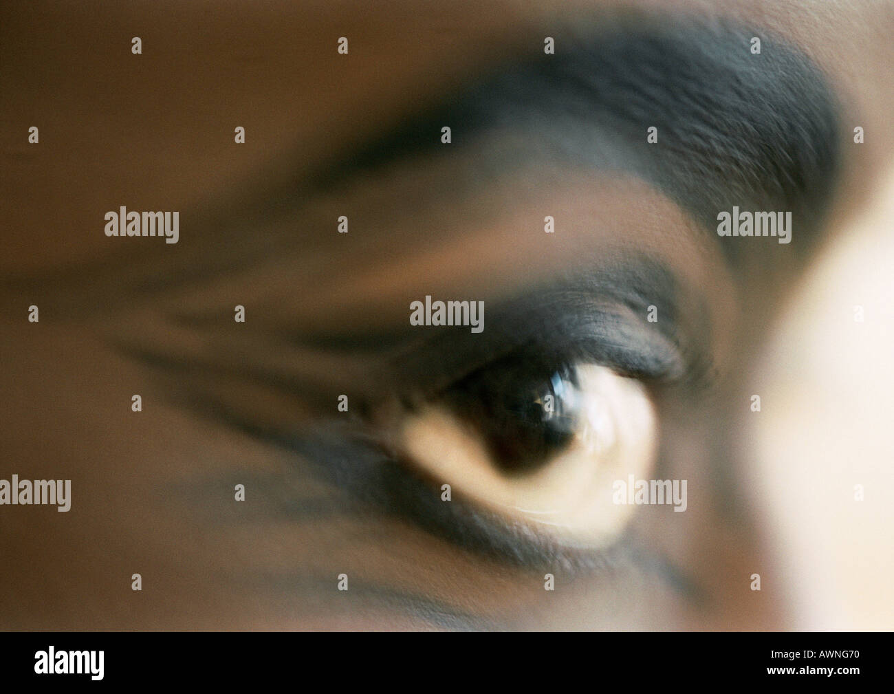 Woman's brown eye, side view, blurred Stock Photo - Alamy