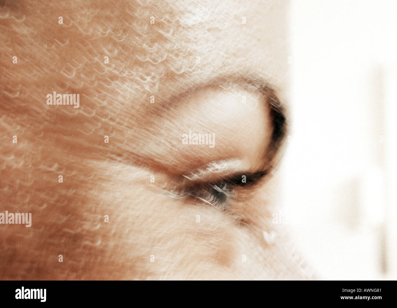 Partial view of woman's face, side view, blurred close up Stock Photo ...