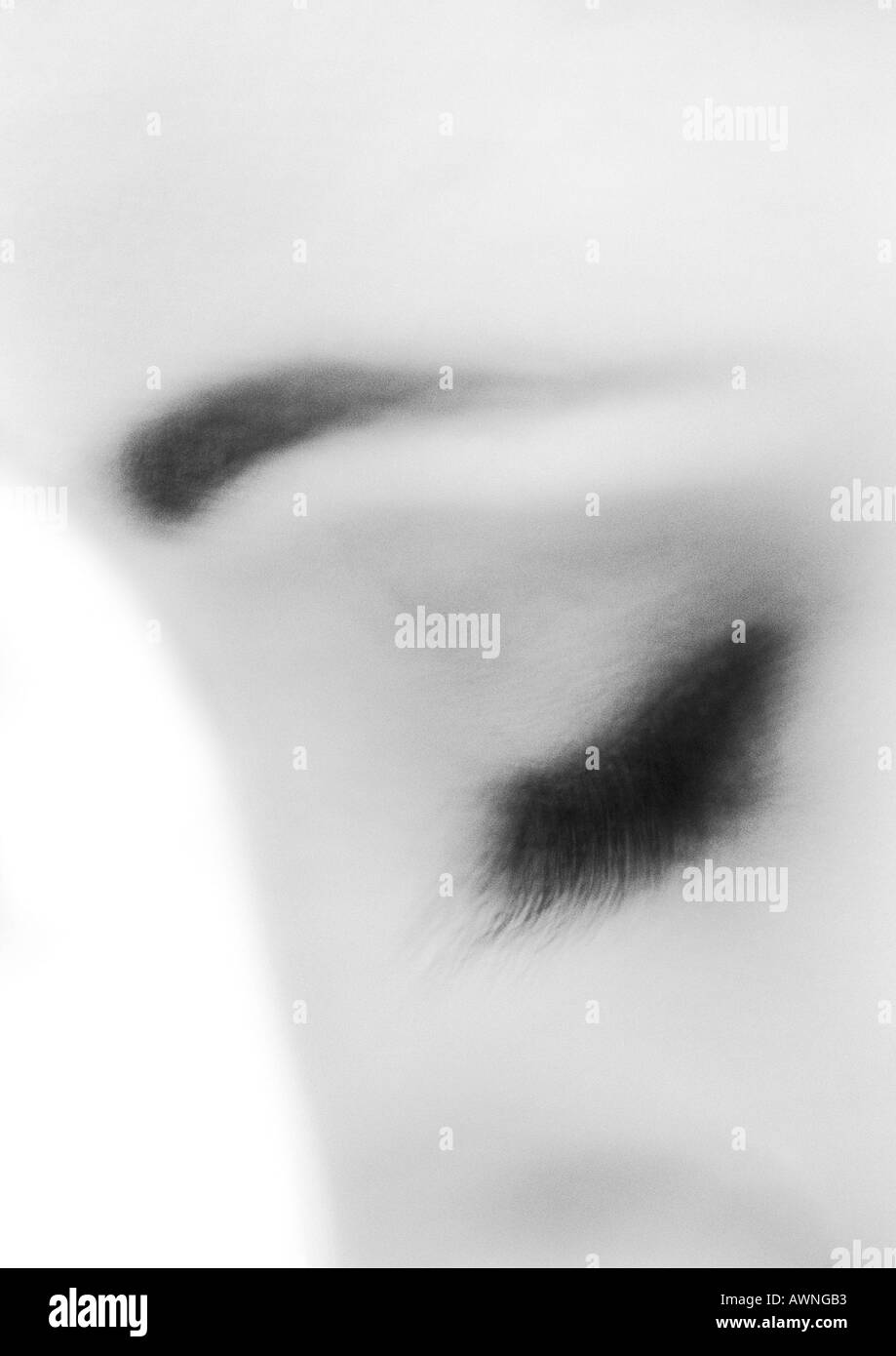Woman's closed eye, close-up, black and white, blurry Stock Photo - Alamy