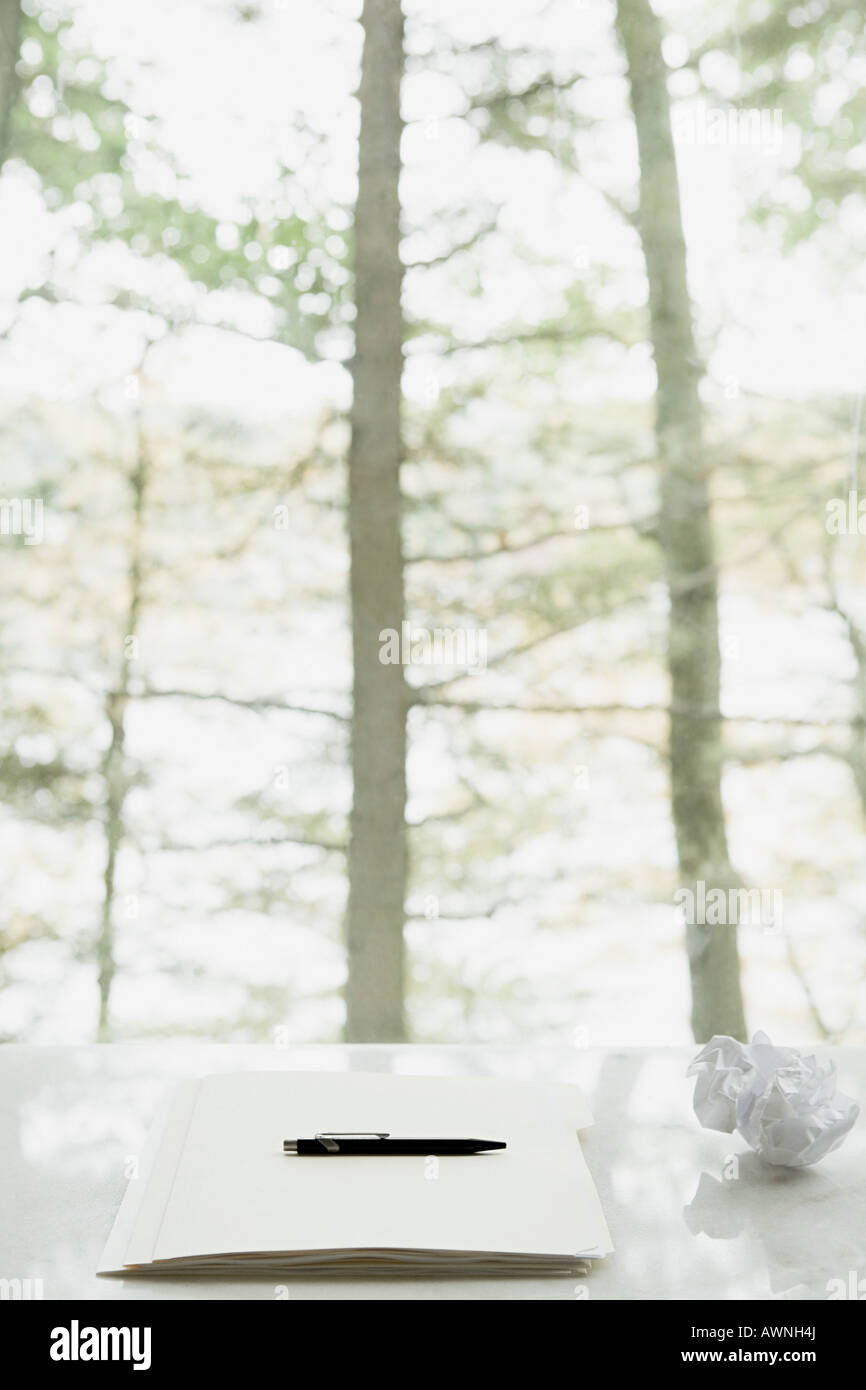 A pen and files Stock Photo - Alamy