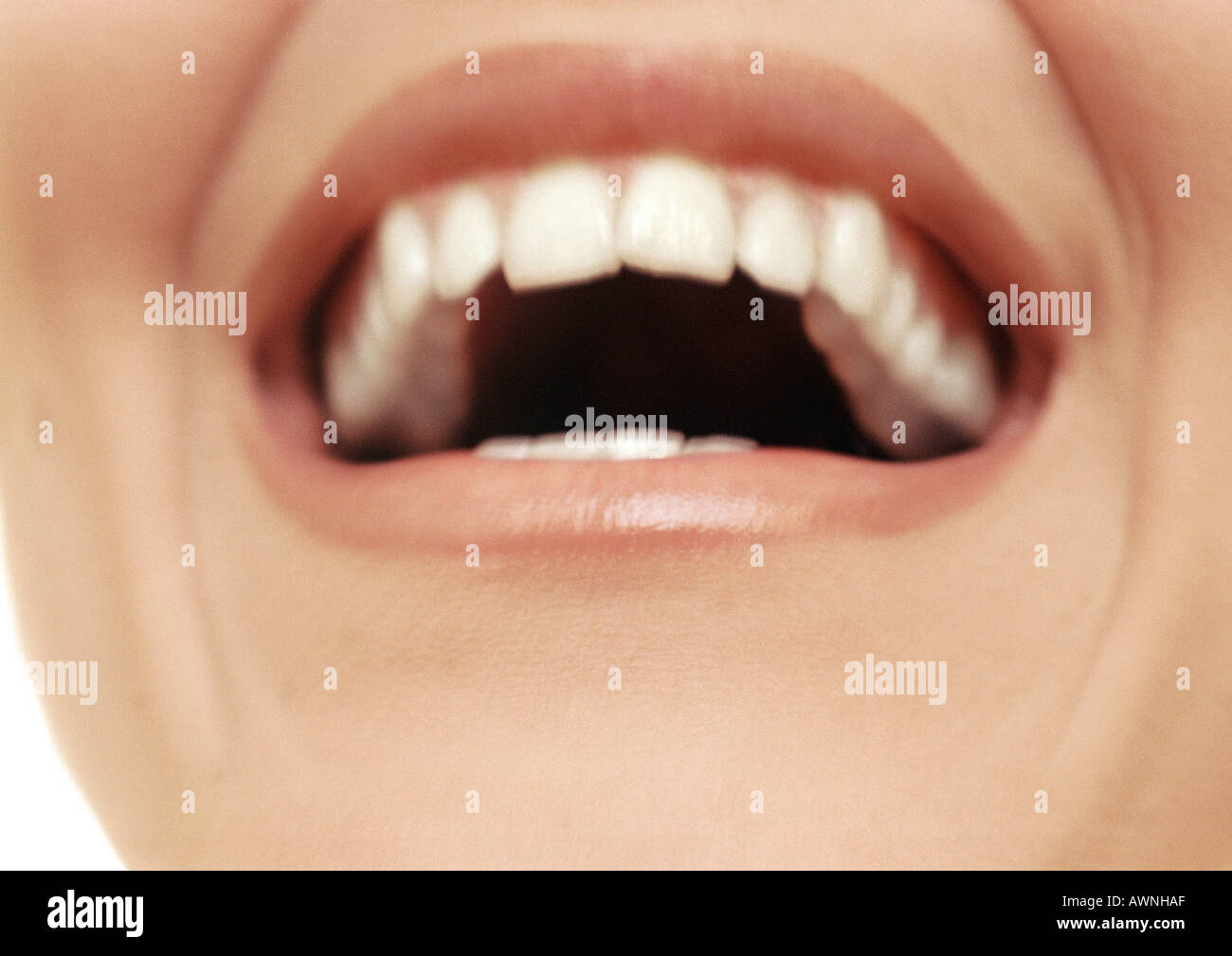 Close up of woman's open mouth smiling Stock Photo - Alamy