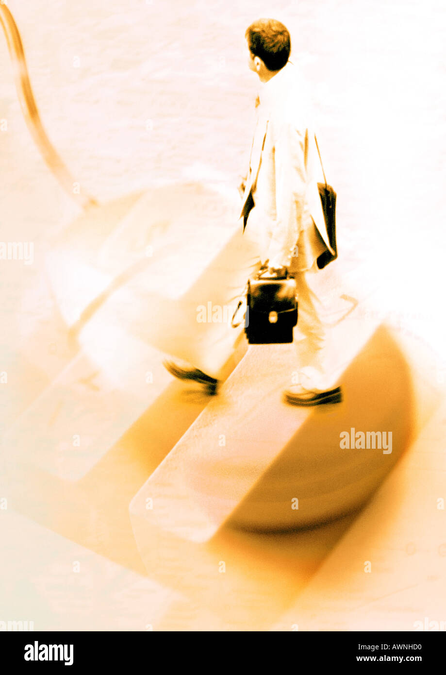 Businessman walking on crosswalk, superimposed on computer mouse Stock ...