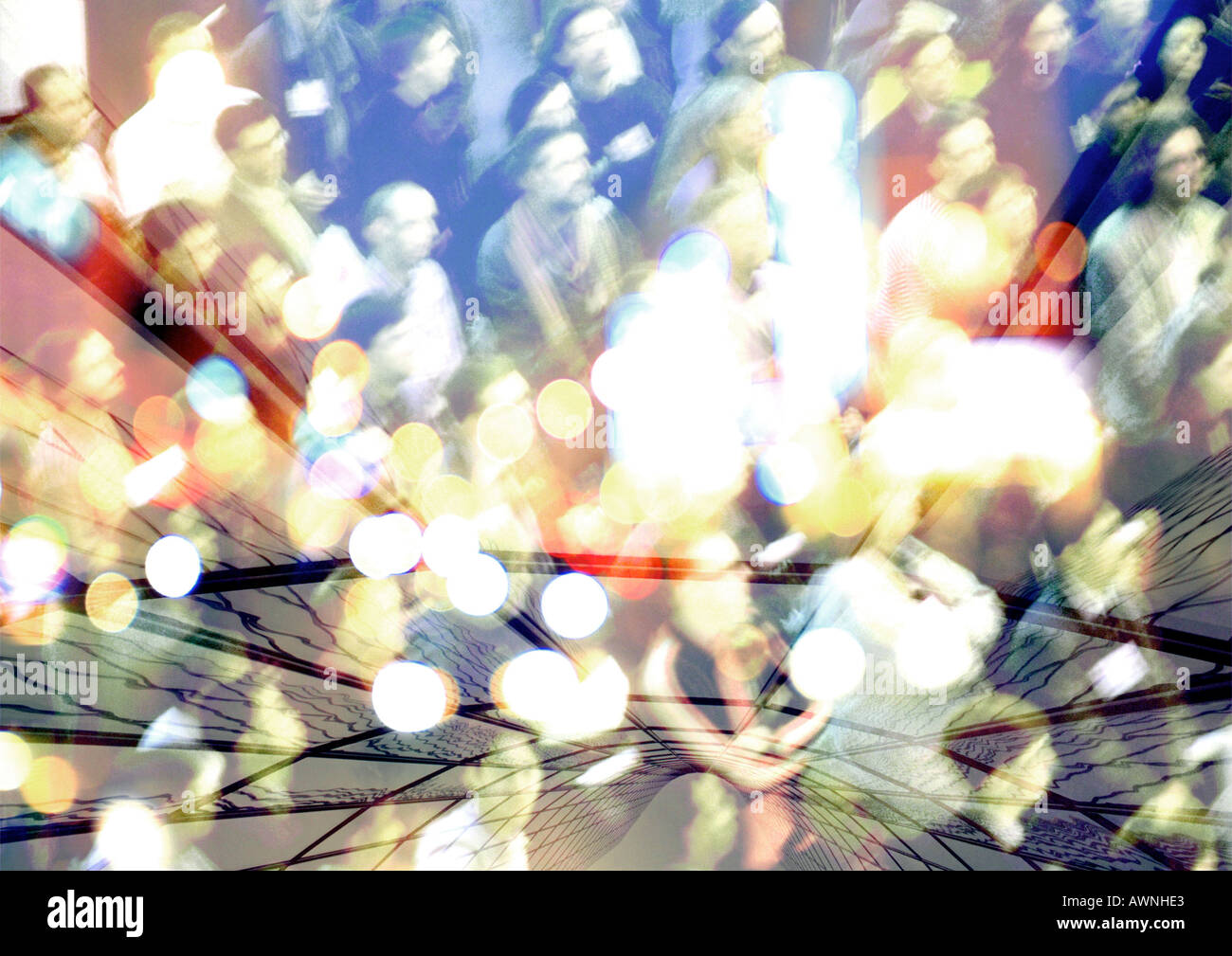Crowd of people, superimposed on skyscraper Stock Photo - Alamy