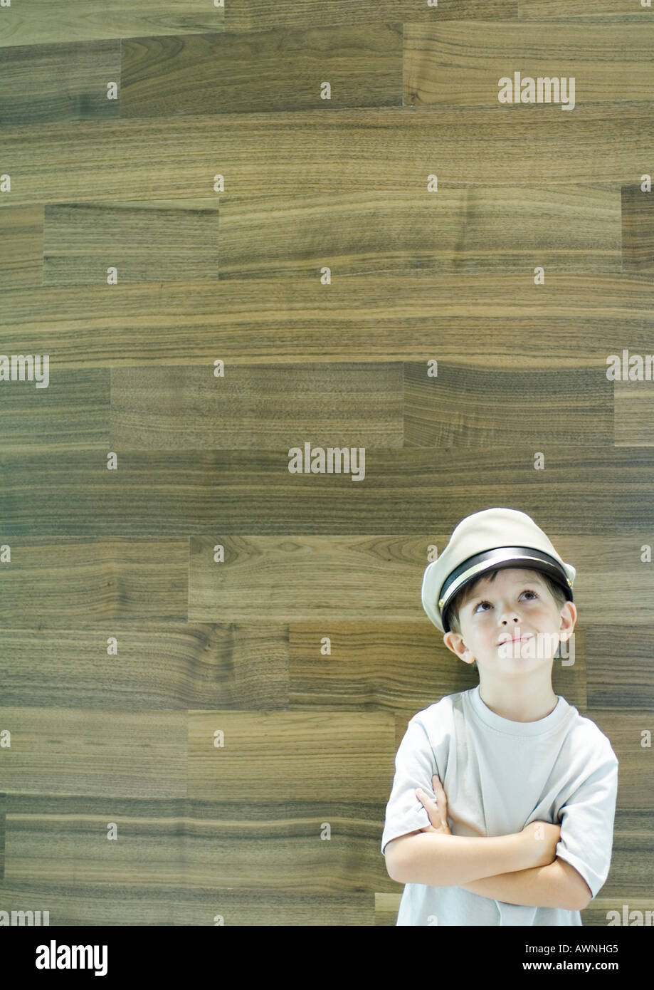 Boy wearing captain's hat Stock Photo - Alamy