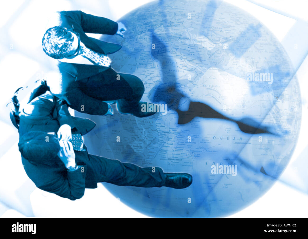 Businessmen walking on clock, montage Stock Photo - Alamy