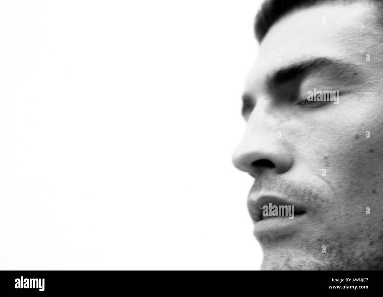 Men face eyes closed Black and White Stock Photos & Images - Alamy