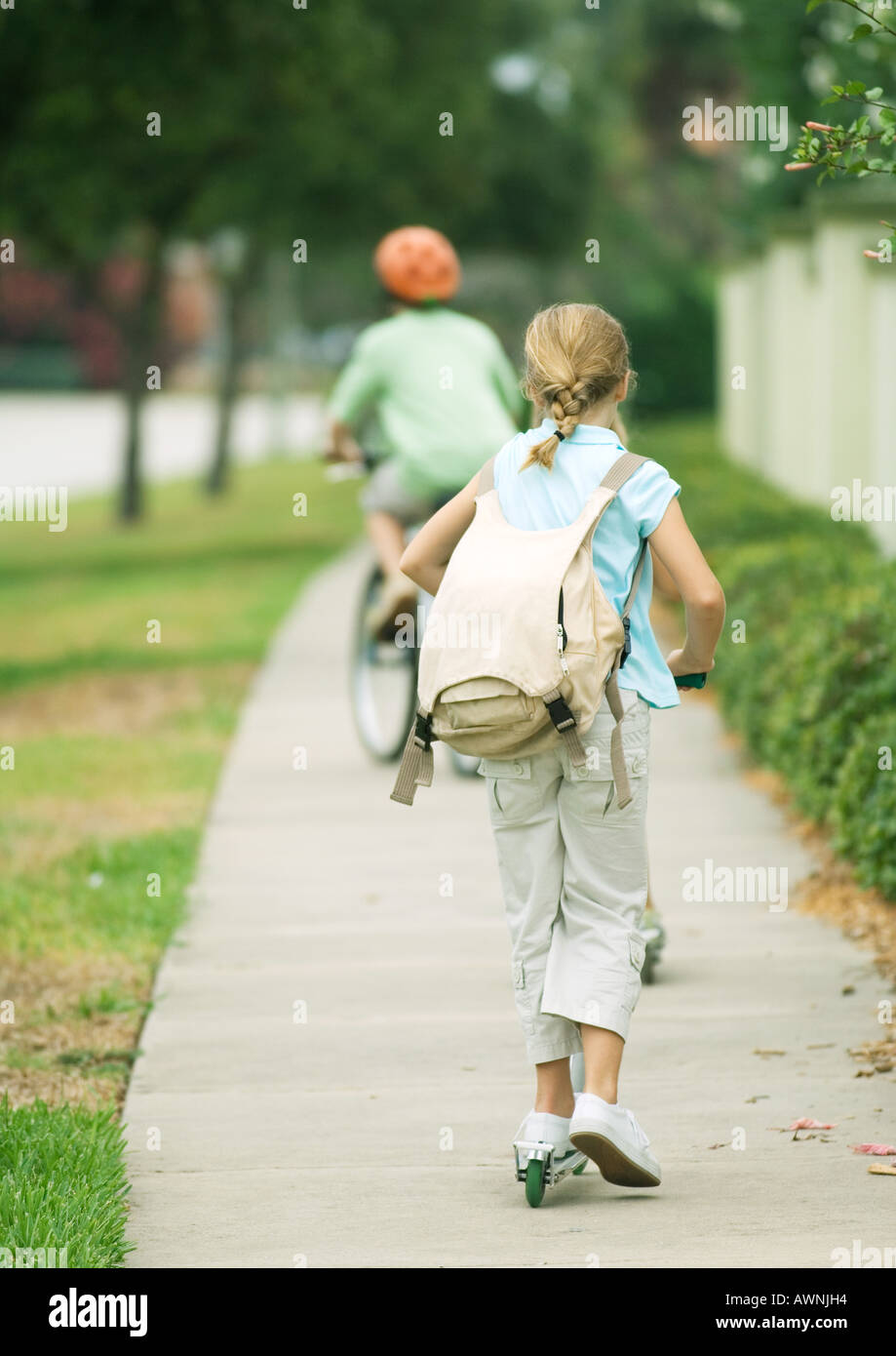Suburban children on sidewalk Stock Photo - Alamy