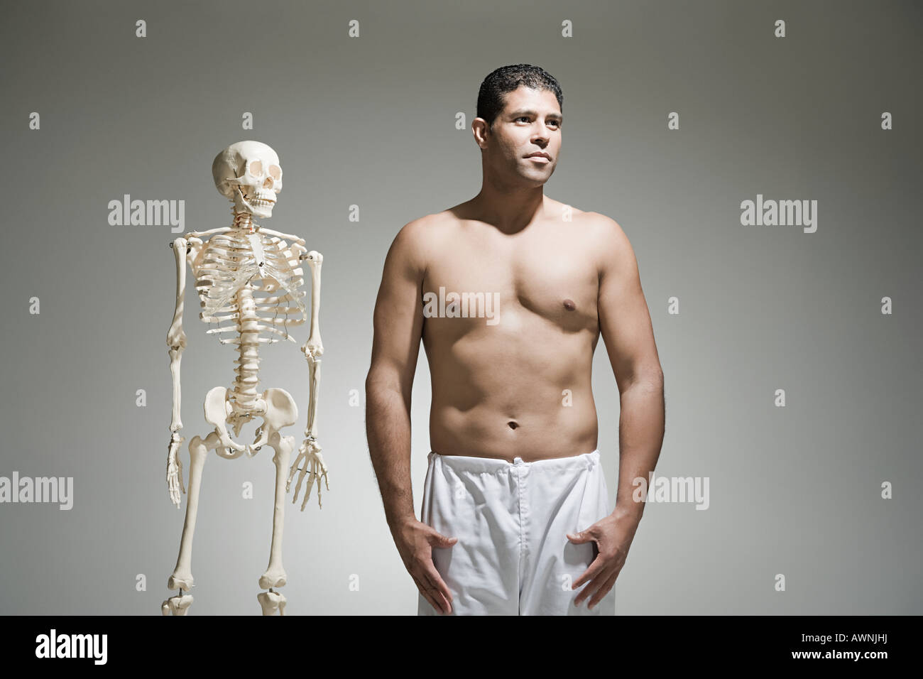 Man and a skeleton Stock Photo - Alamy