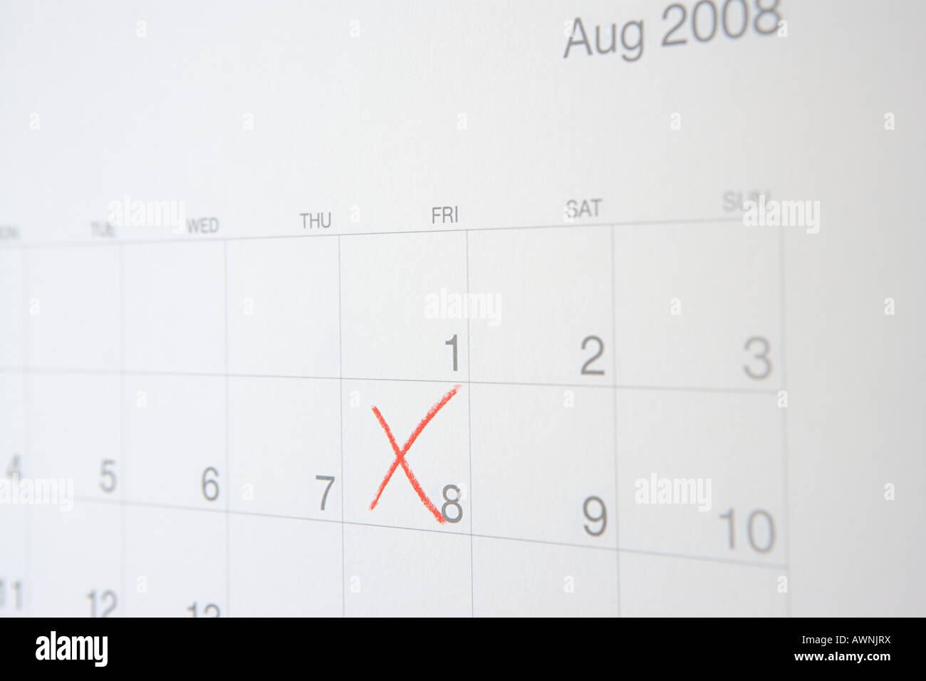 Number eight crossed on a calendar Stock Photo - Alamy
