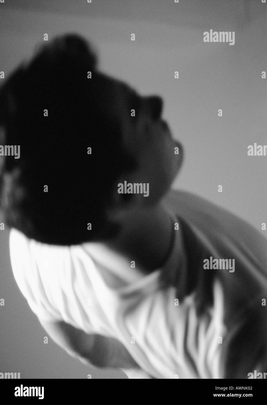 Man standing, high angle view, black and white Stock Photo - Alamy