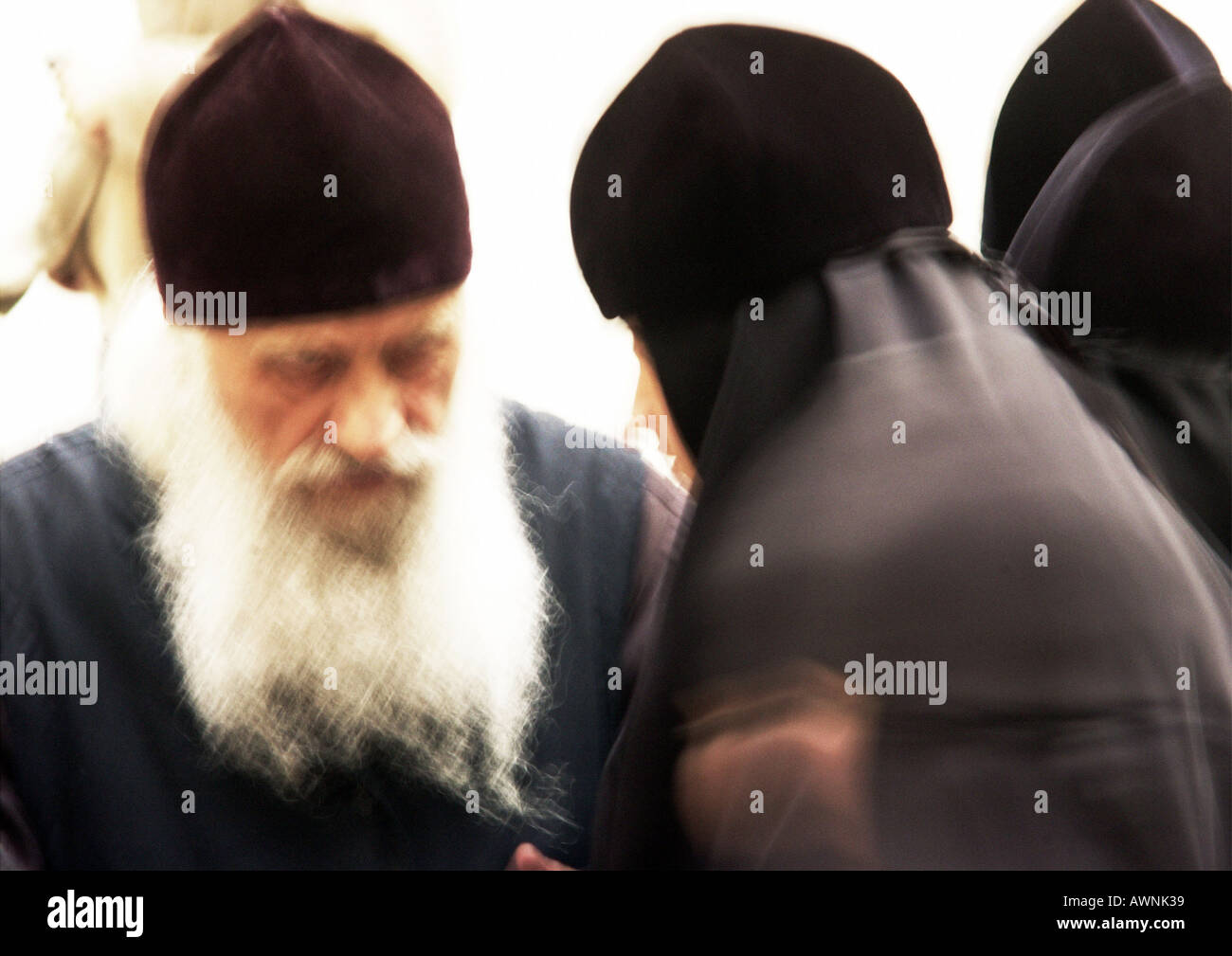 Israel, Jerusalem, Orthodox priest and nun, close-up, blurry Stock ...