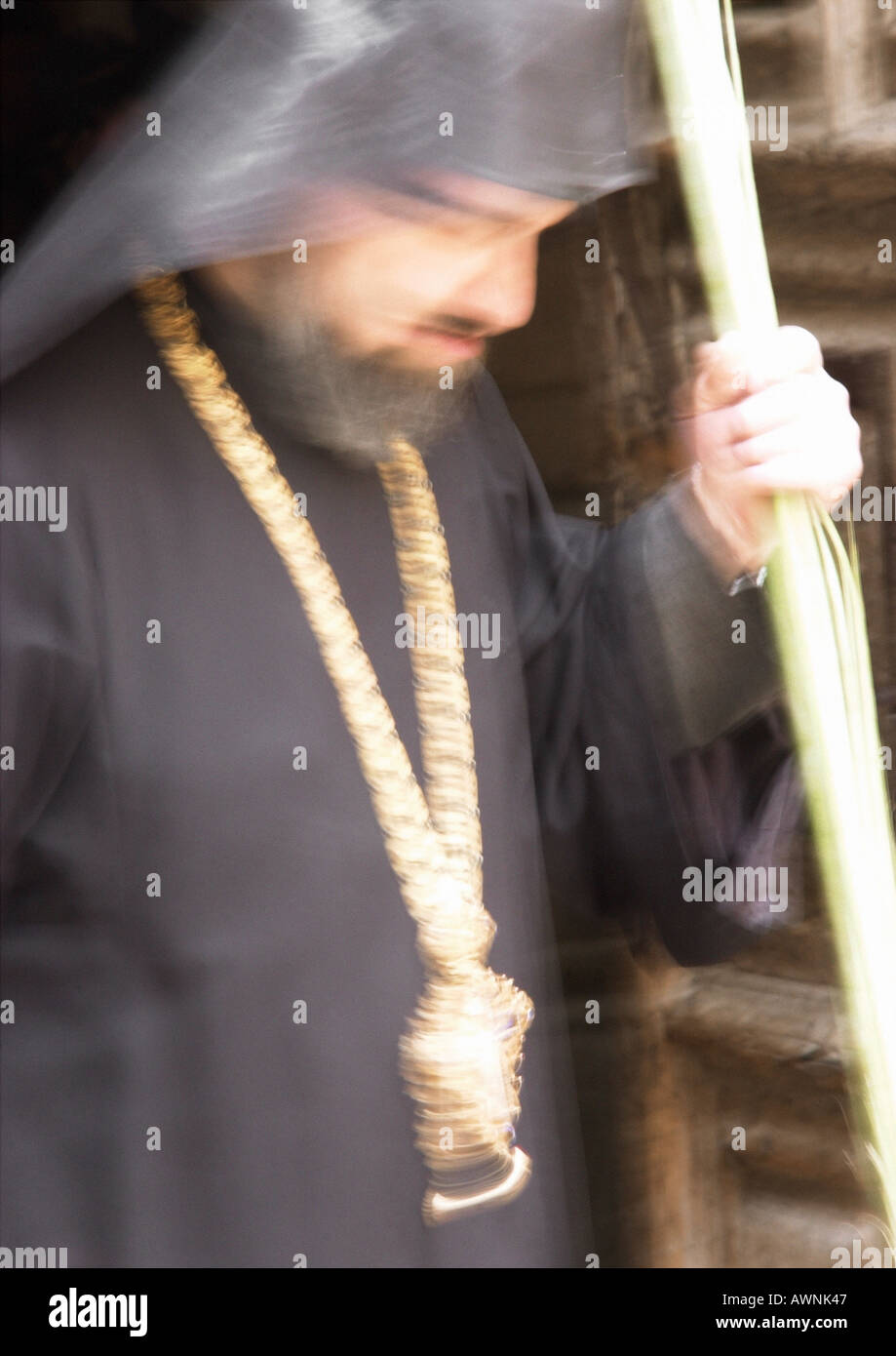 Israel, Jerusalem, priest in procession in the Church of the Holy ...