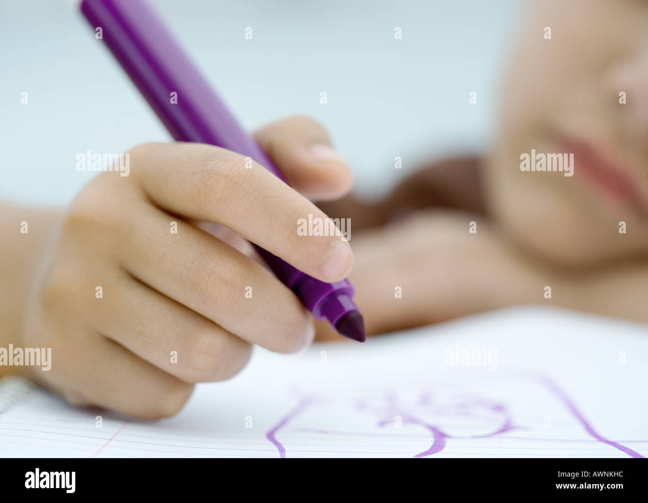 Child drawing with marker Stock Photo - Alamy