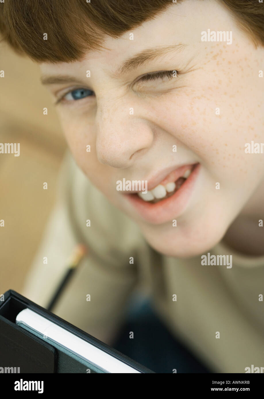 Winking child freckles hi-res stock photography and images - Alamy