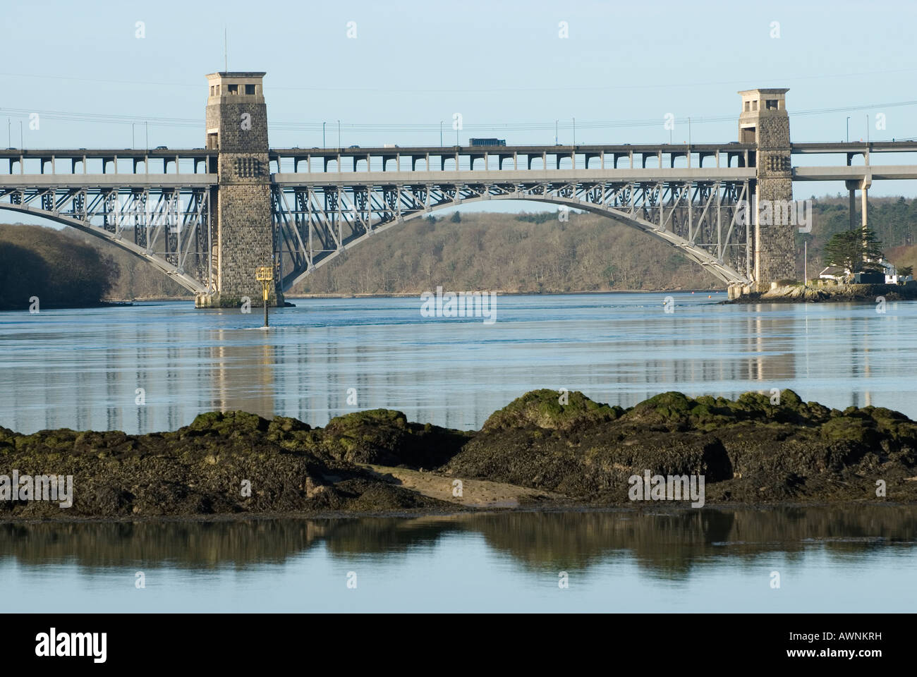 Britannia Bridge Menai Strait Anglesey North Wales Stock Photo - Alamy