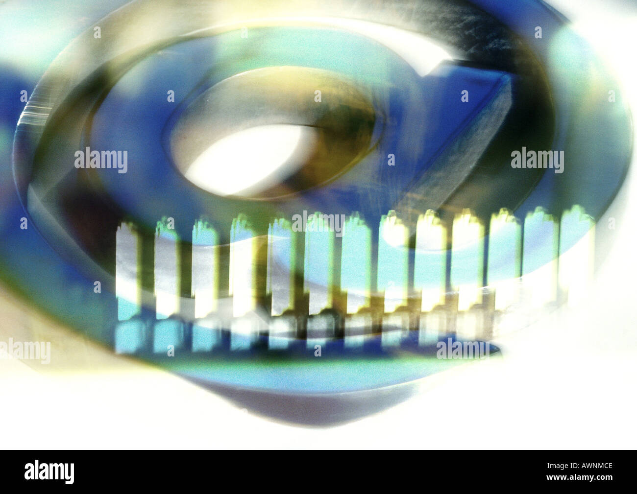 Typographic symbol "@" overlay by abstract white shapes, montage Stock ...