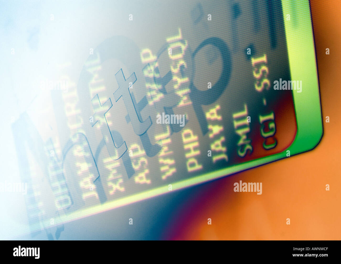 Language code abbreviation typography, overlaid by "http:" typography ...