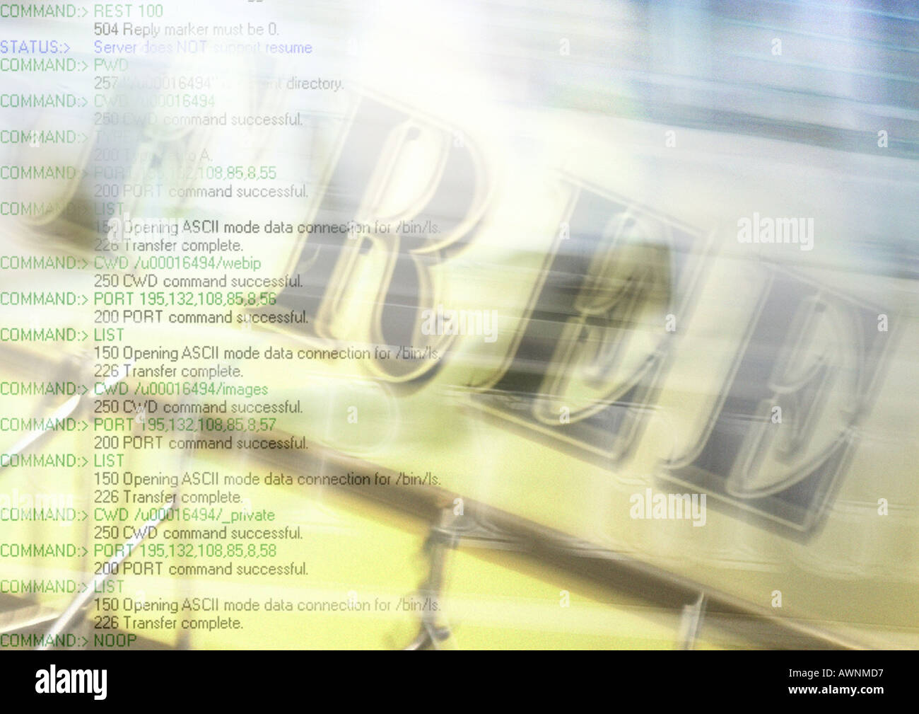 Free typography overlaying computer command text, montage Stock Photo ...