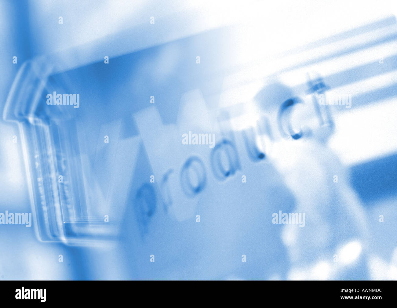 Product typography overlaying blue abstract shape, montage Stock Photo ...
