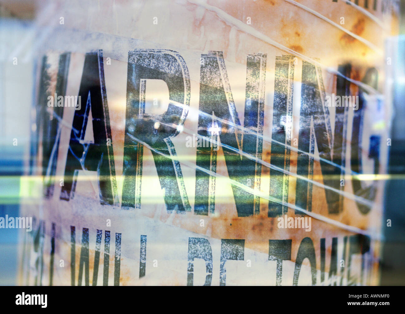 Warning typography on paper, montage Stock Photo - Alamy