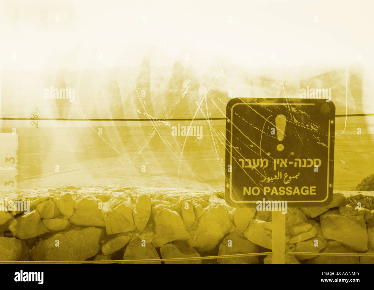No passage sign near rocks, montage Stock Photo - Alamy