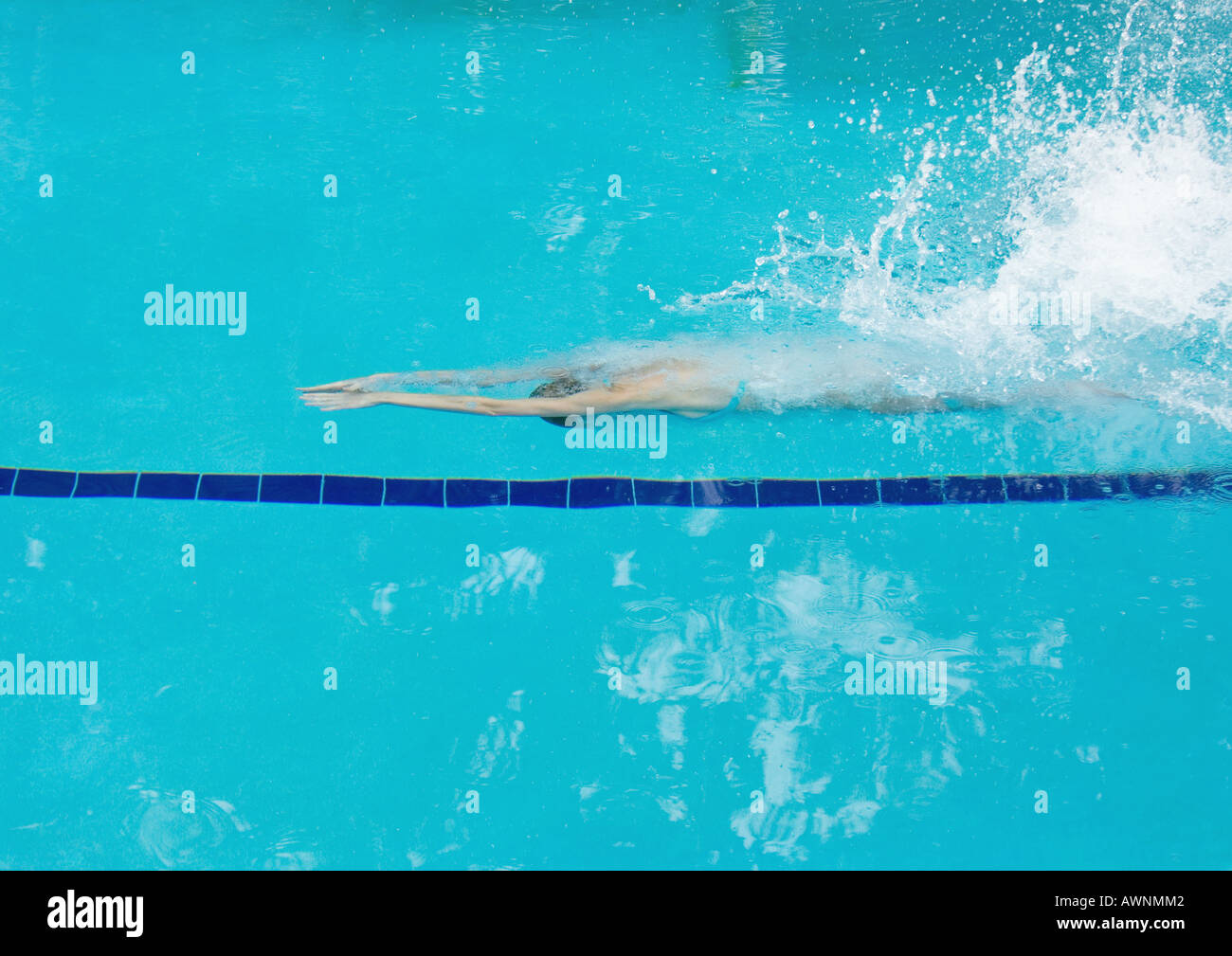 Woman under water after diving into pool Stock Photo - Alamy