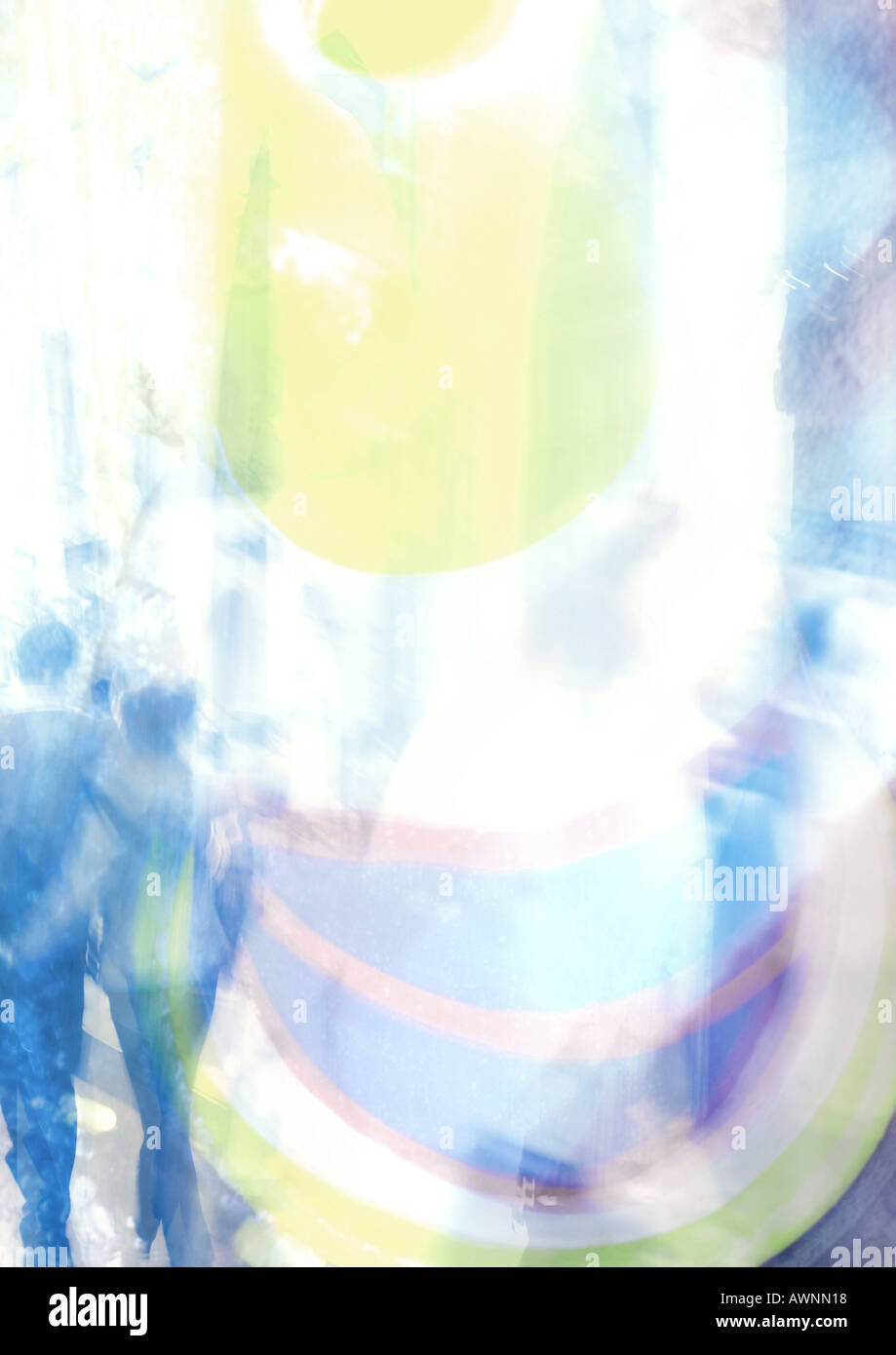 Abstract image overlaying image of people walking, montage Stock Photo ...