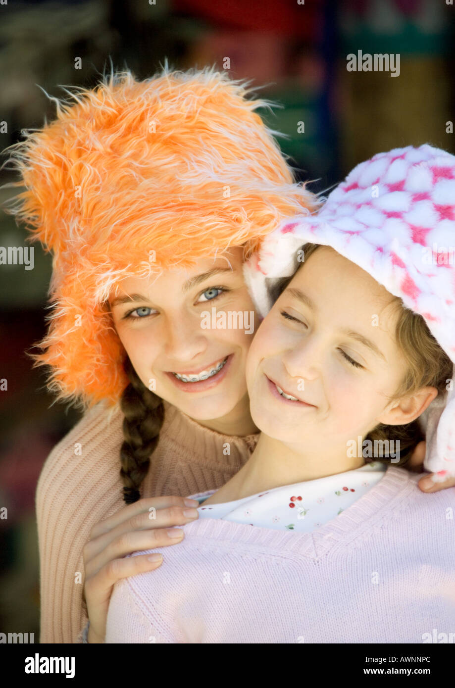 Portrait two girls wearing hats hi-res stock photography and images - Alamy