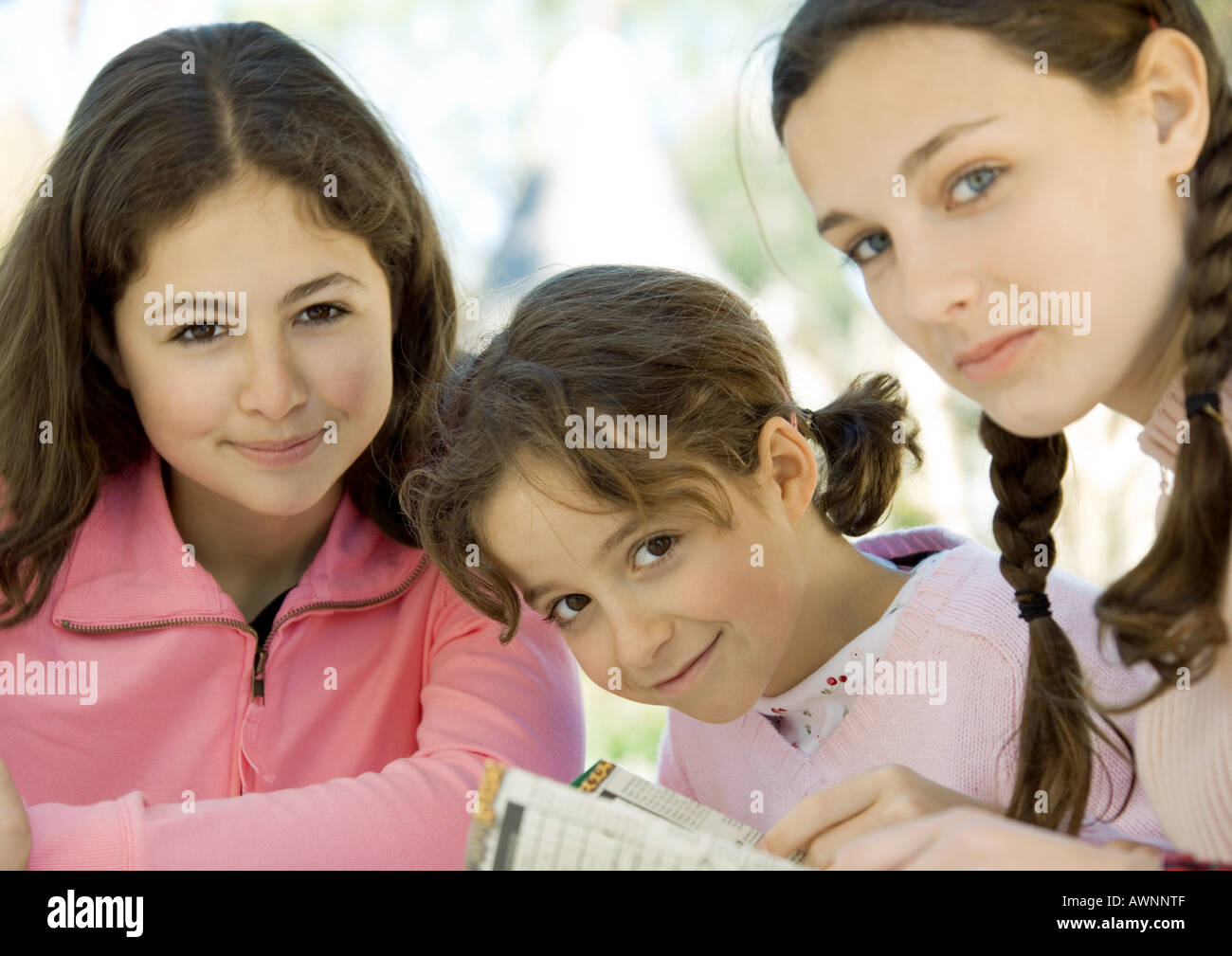 Three preteen girls Stock Photo - Alamy