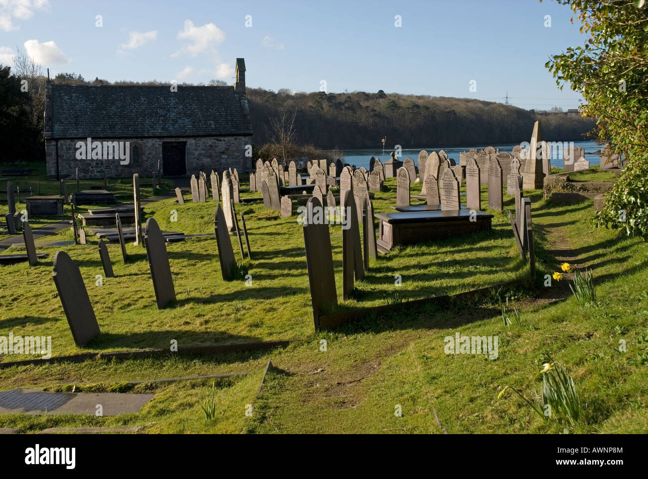 Chapel of St Tysilio Church Island Menai Strait Anglesey North Wales ...
