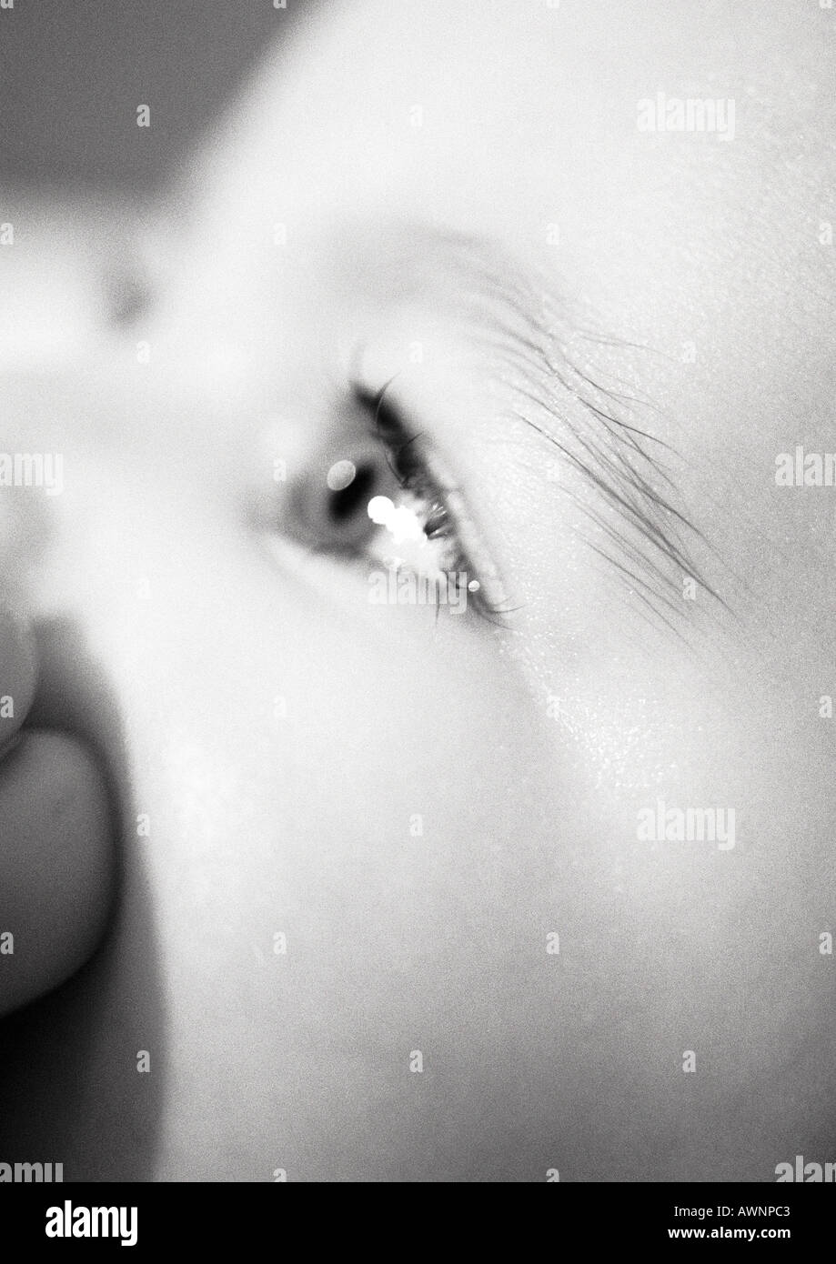 Baby's eye, close-up, b&w Stock Photo - Alamy