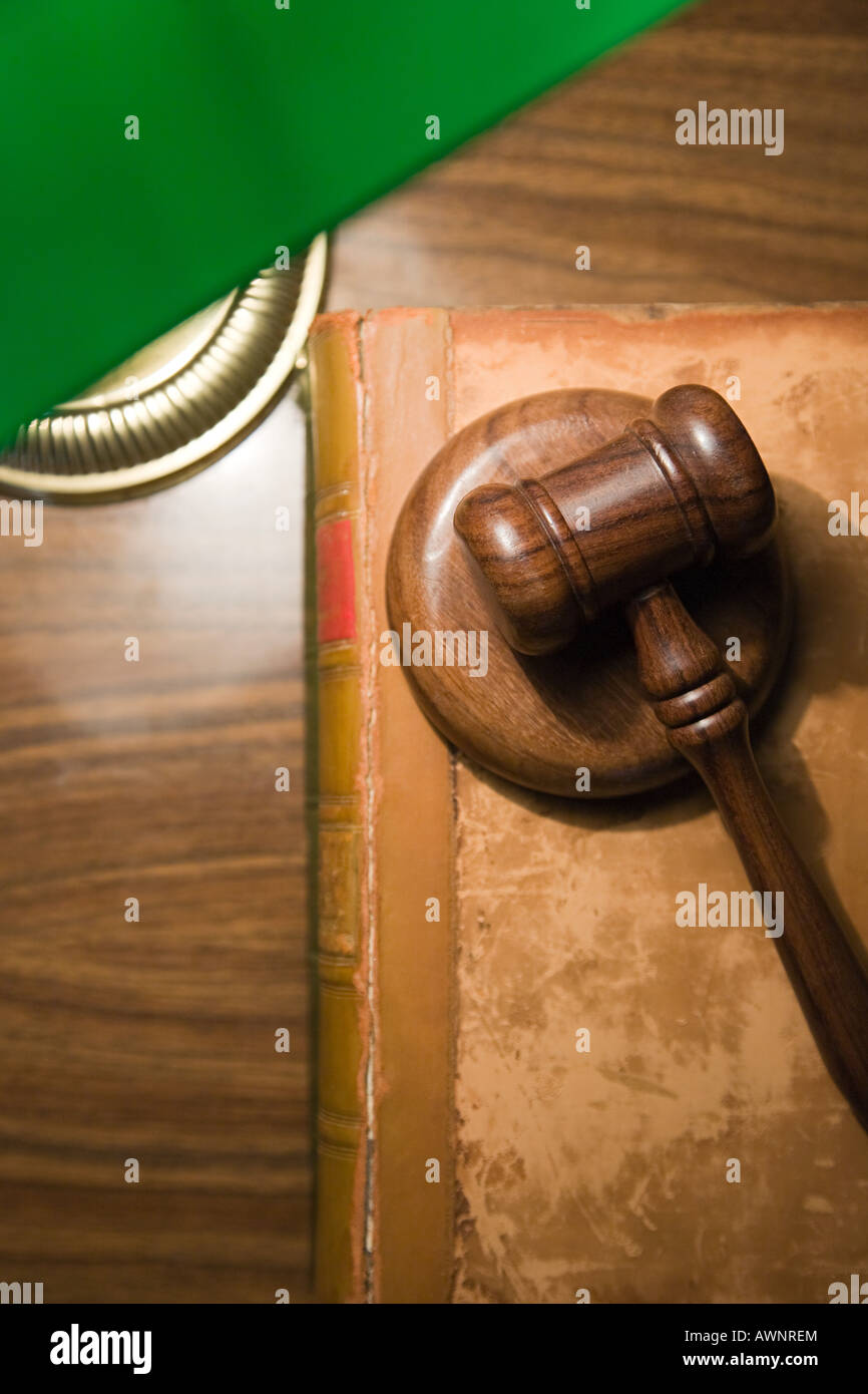 A gavel on top of a book Stock Photo - Alamy