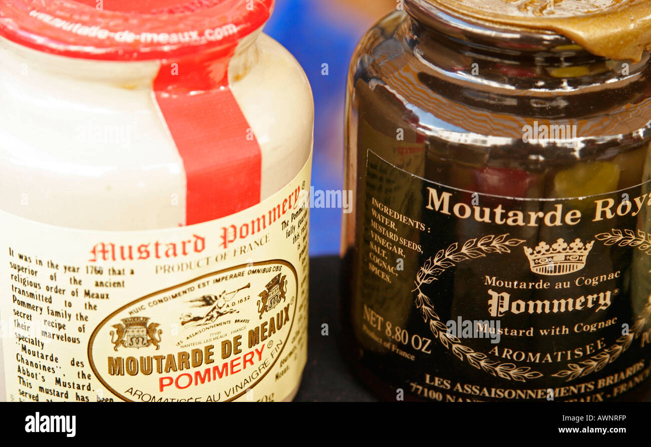 2 jars of French mustard Stock Photo - Alamy