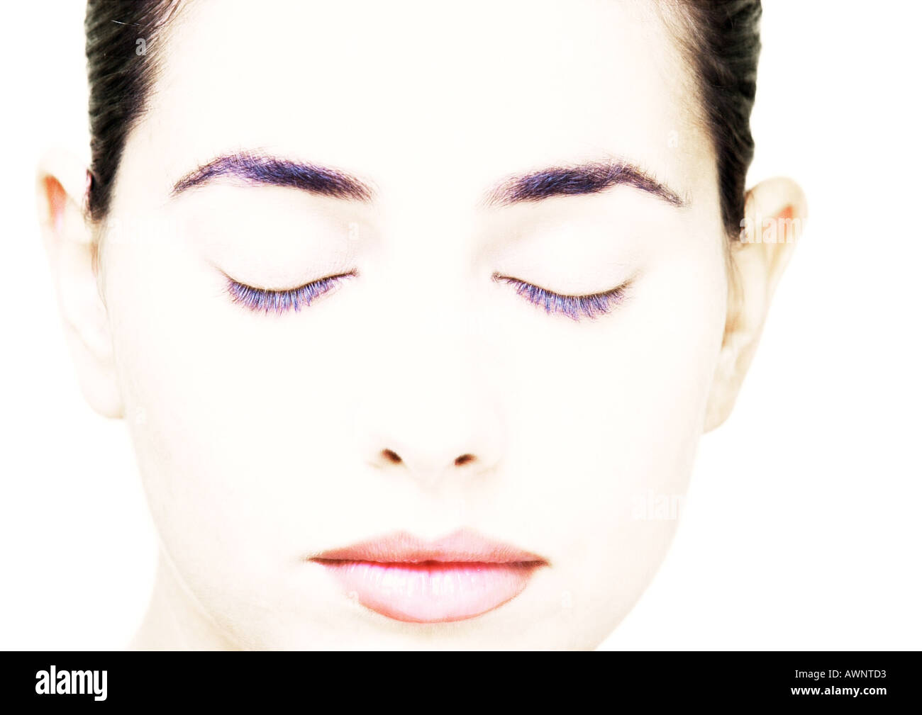 Woman's face with closed eyes, close-up Stock Photo - Alamy