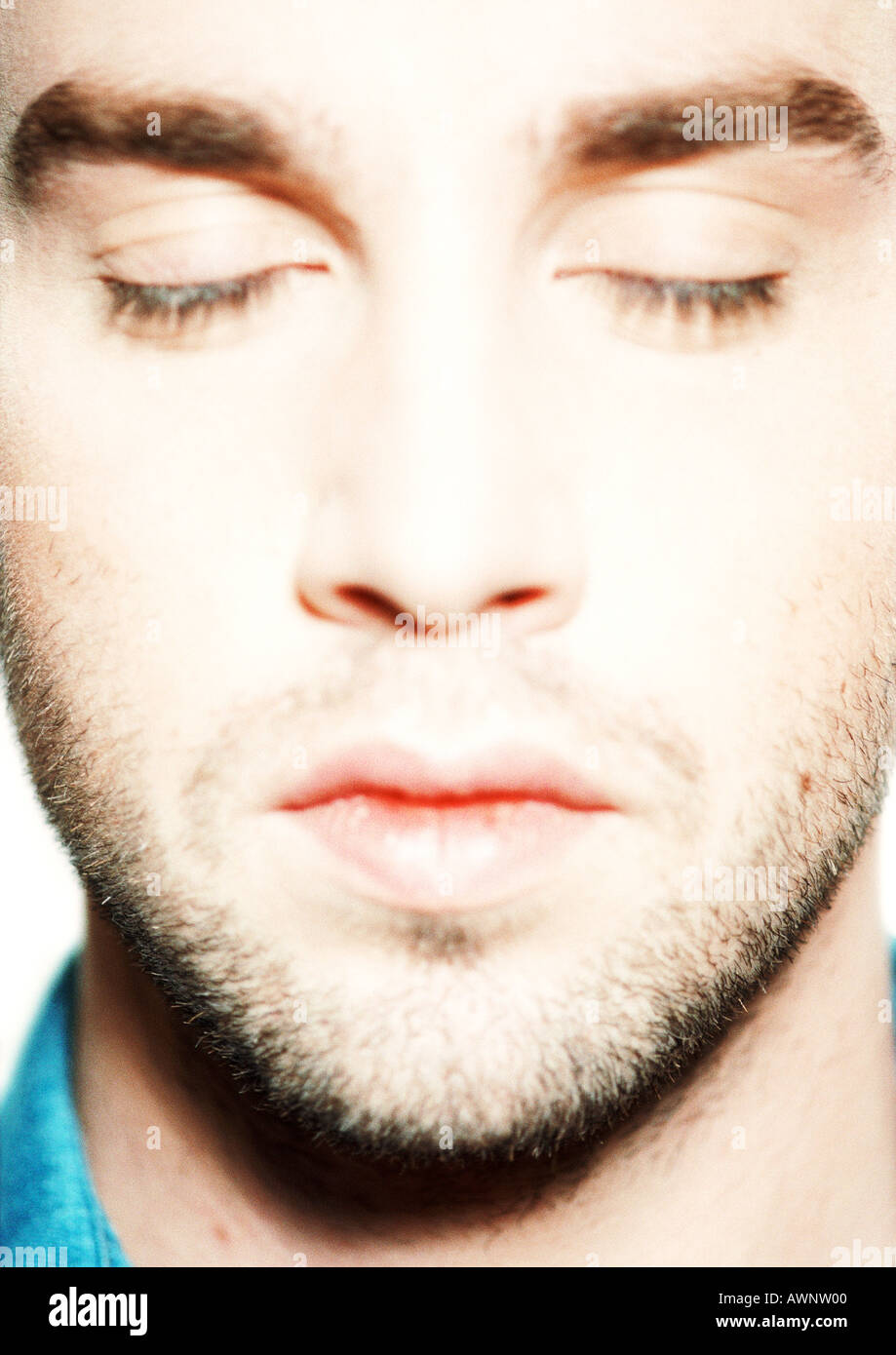 Mans face closed eyes close up hi-res stock photography and images - Alamy