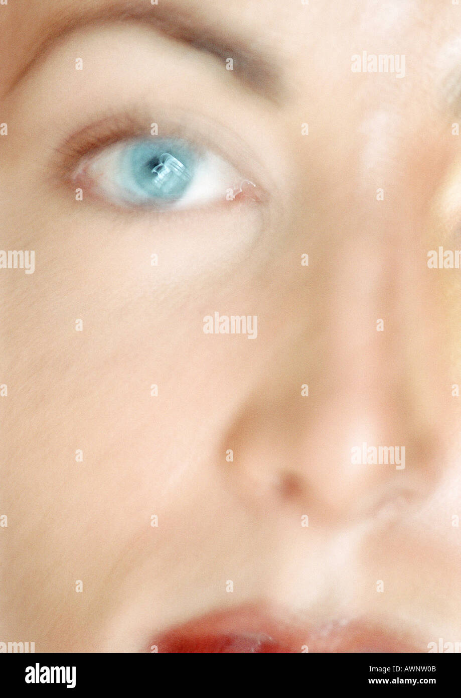 Woman's face, partial view, close-up, blurred Stock Photo - Alamy